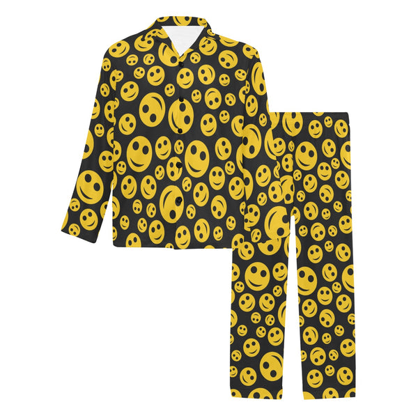 Smiley Face Emoji Print Design LKS304 Men's Long Pajama Set - JTAMIGO