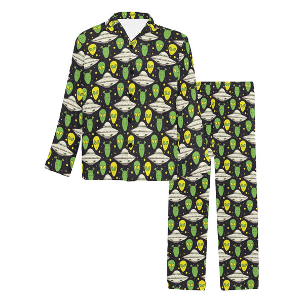 Alien UFO Pattern Men's Long Pajama Set - JTAMIGO