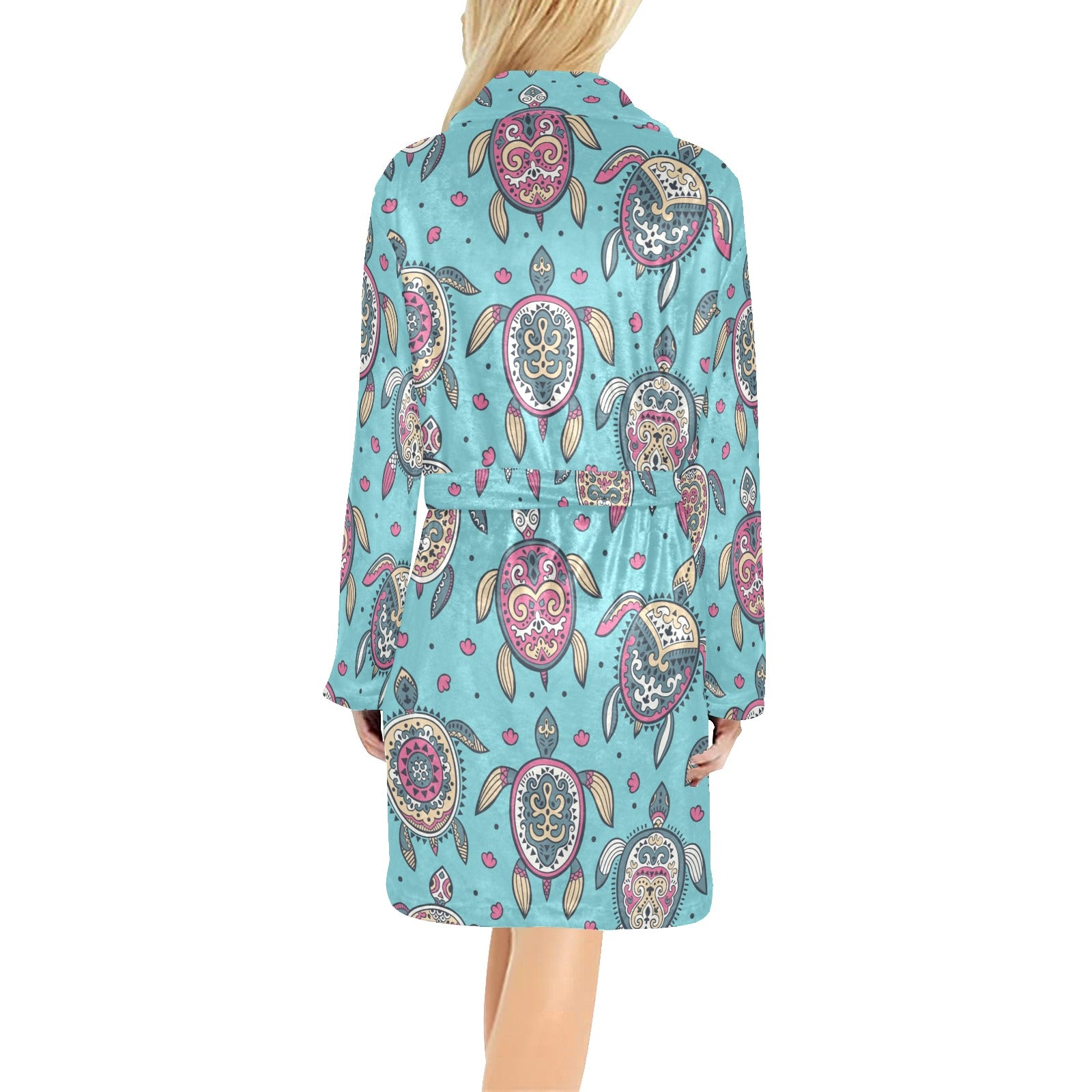Sea Turtle Art Pattern Women's Fleece Robe - JTAMIGO