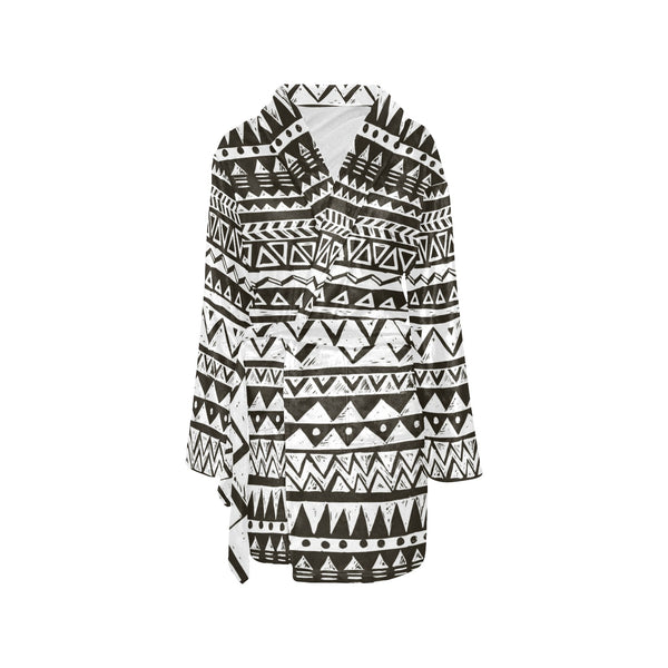 Hand draw Tribal Aztec Women's Fleece Robe - JTAMIGO