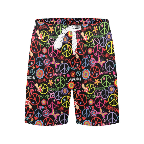 Peace Sign Colorful Design Print Men's Swim Trunks Beach Shorts - JTAMIGO