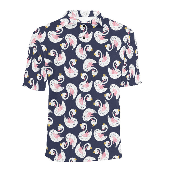 Swan Print Design LKS403 Men Polo Shirt - JTAMIGO