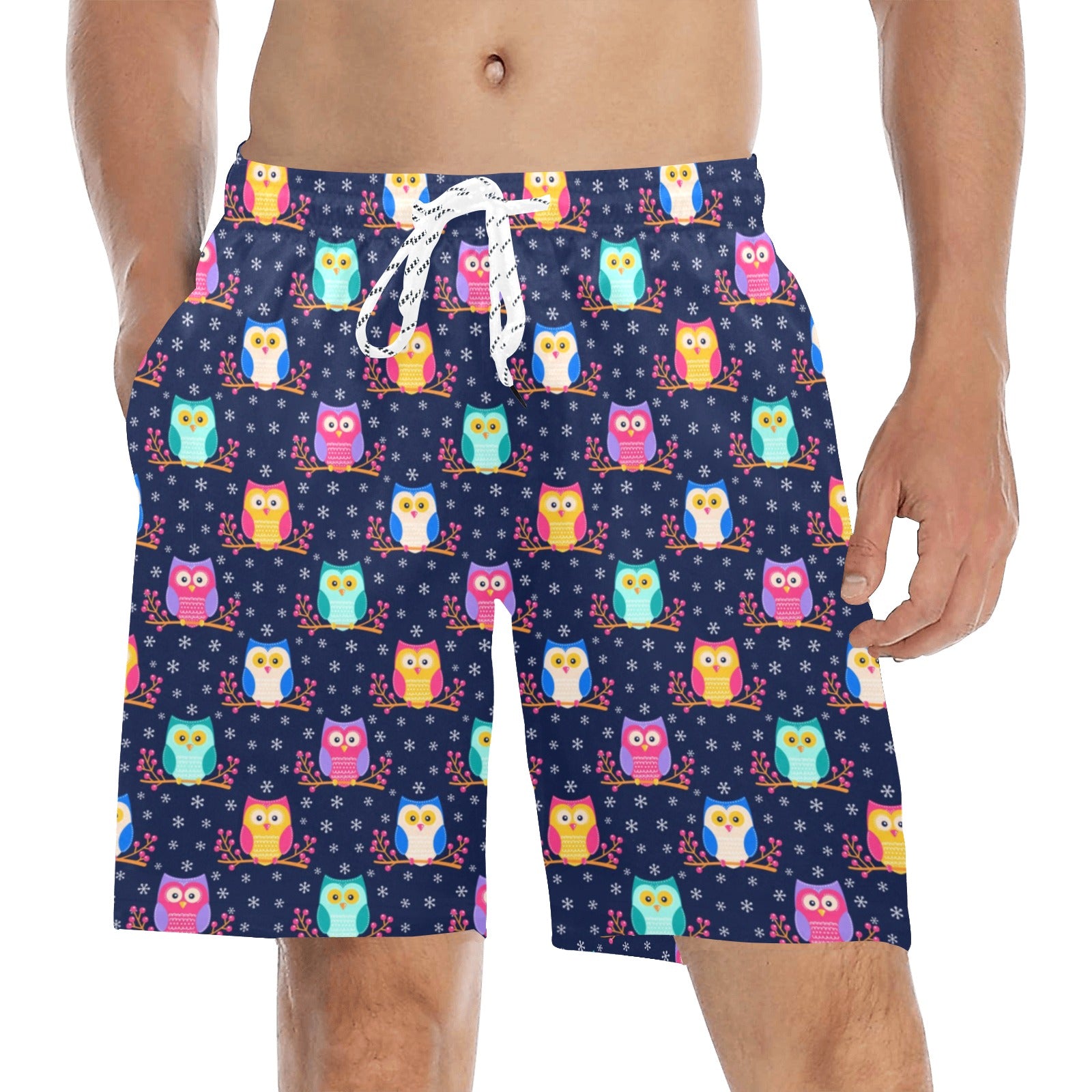 Owl Cute Themed Design Print Men's Swim Trunks Beach Shorts – JTAMIGO