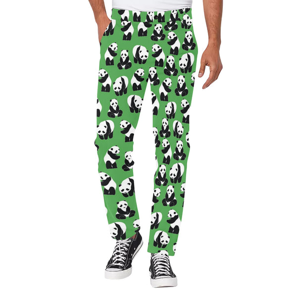 Panda Bear Pattern Themed Print Men's Pants - JTAMIGO