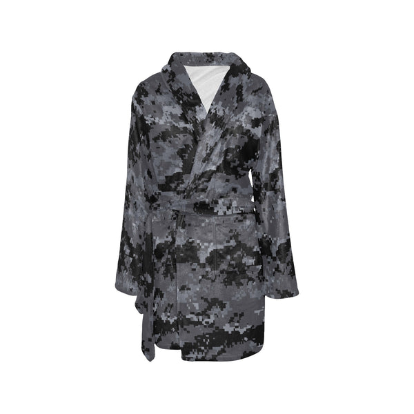 ACU Digital Black Camouflage Women's Fleece Robe - JTAMIGO