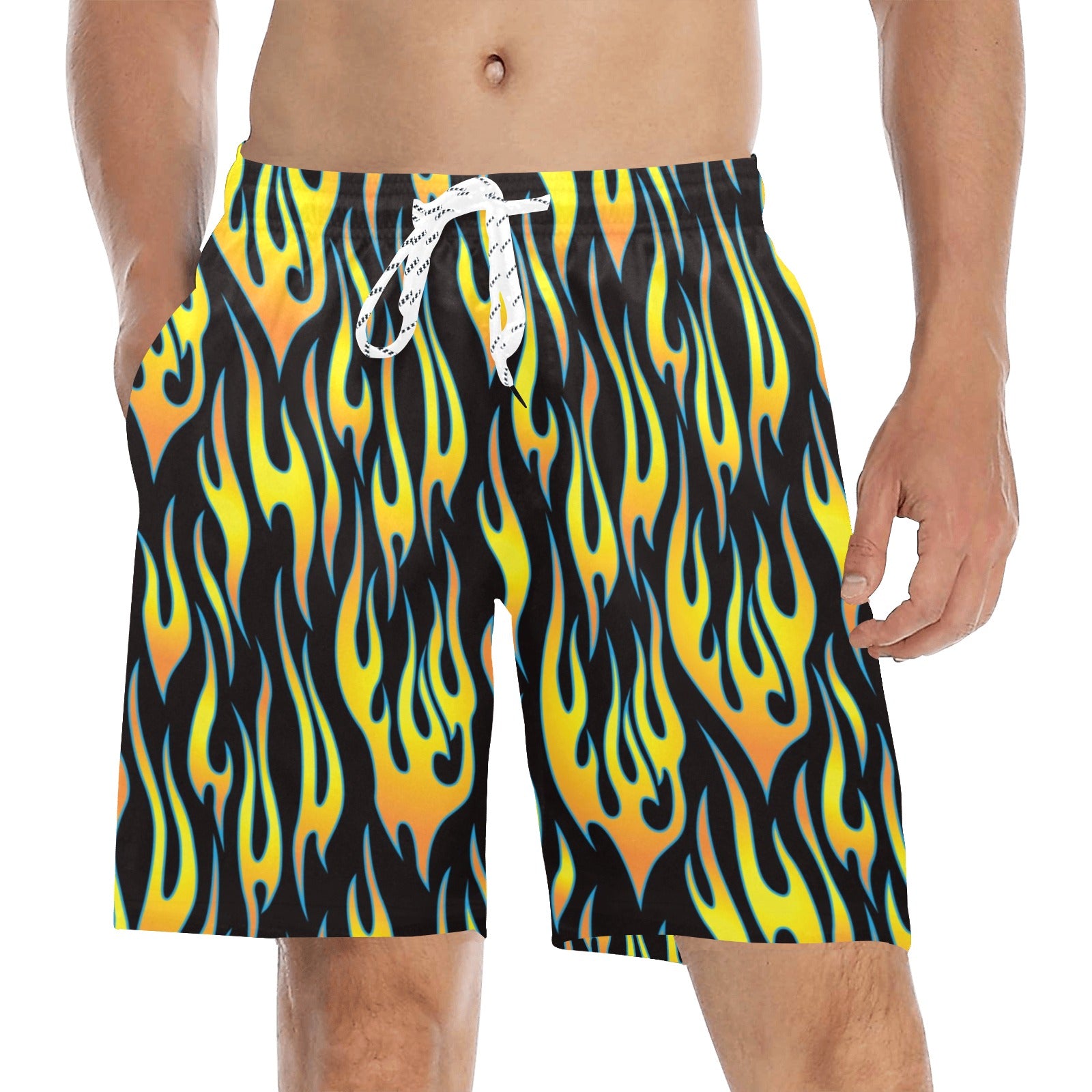 Flame Fire Yellow Pattern Men's Swim Trunks Beach Shorts – JTAMIGO