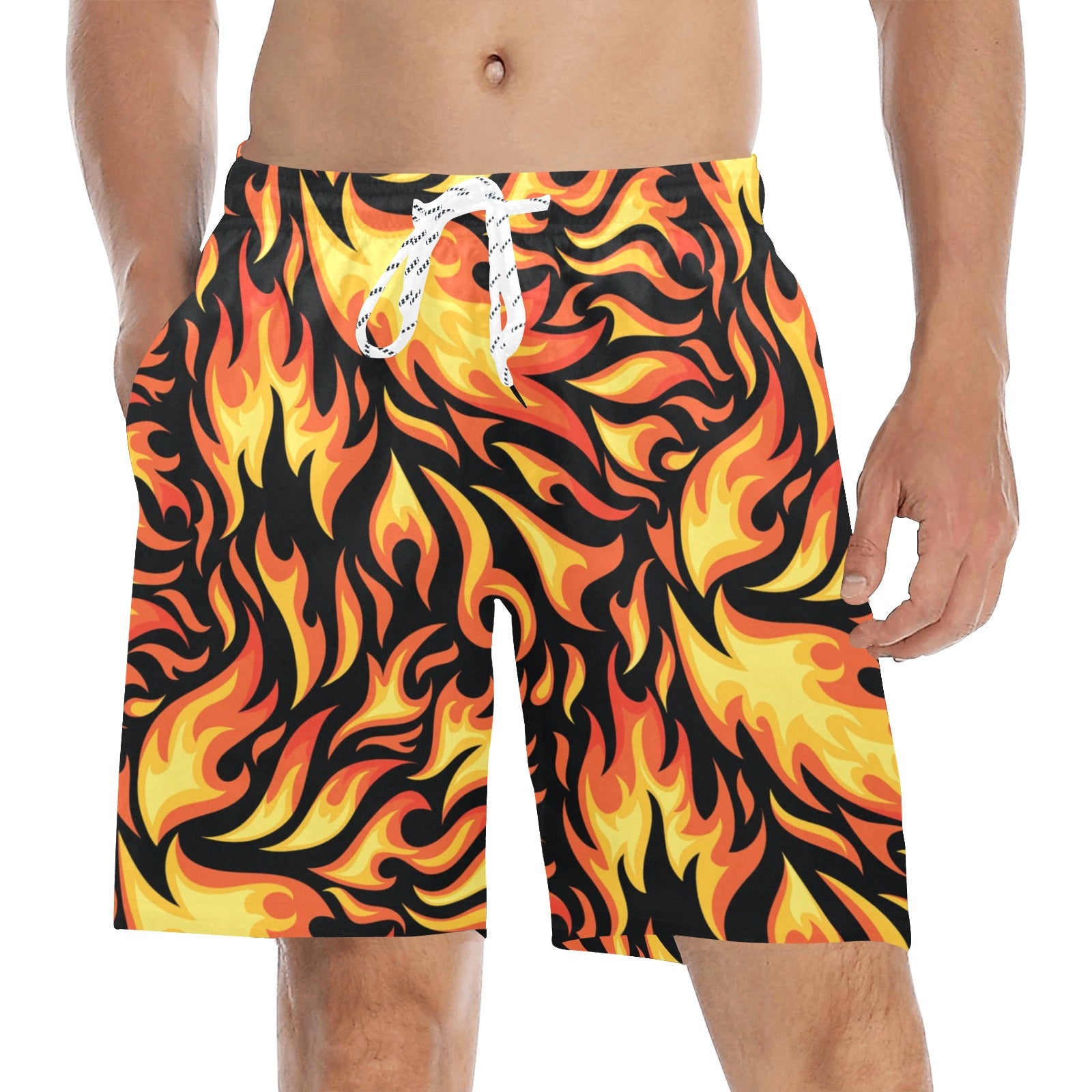 Flame Fire Design Pattern Men's Swim Trunks Beach Shorts – JTAMIGO