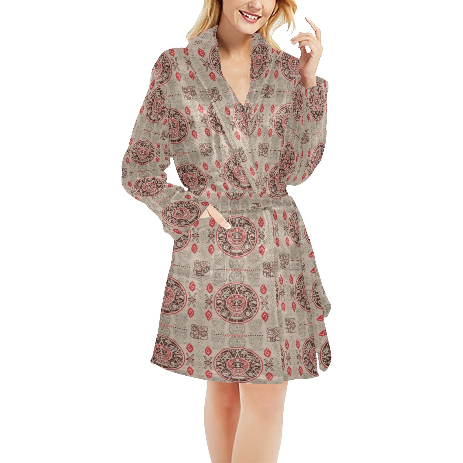 Calendar Aztec Print Pattern Women's Fleece Robe – JTAMIGO