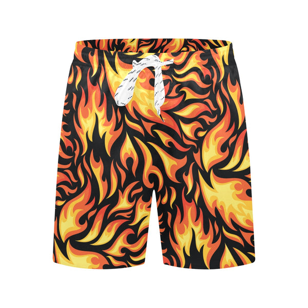 Flame Fire Design Pattern Men's Swim Trunks Beach Shorts - JTAMIGO