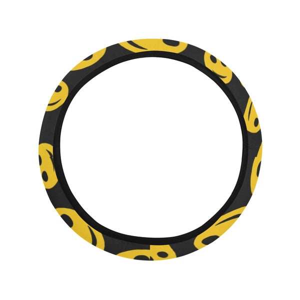 Smiley Face Emoji Print Design LKS304 Steering Wheel Cover with Elasti ...