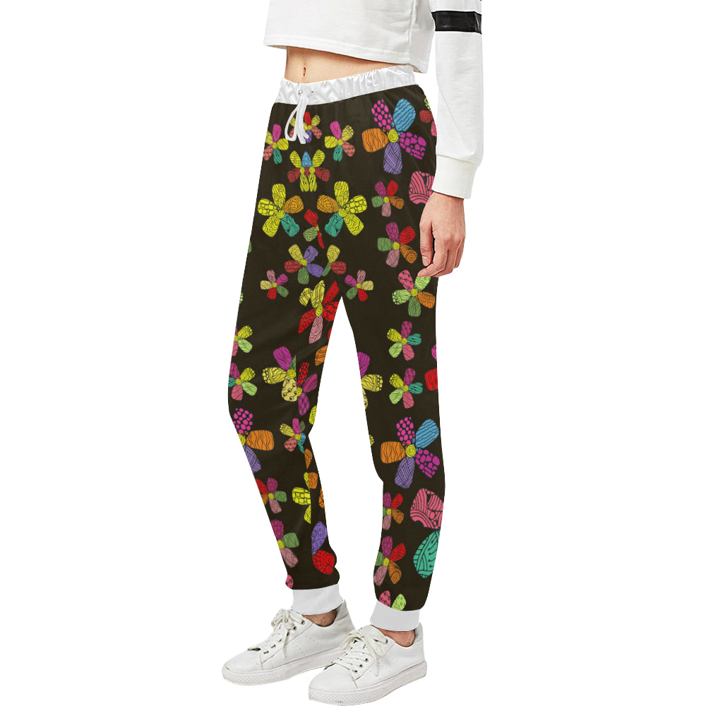 Flower Power Colorful Print Pattern Unisex Sweatpants - JTAMIGO