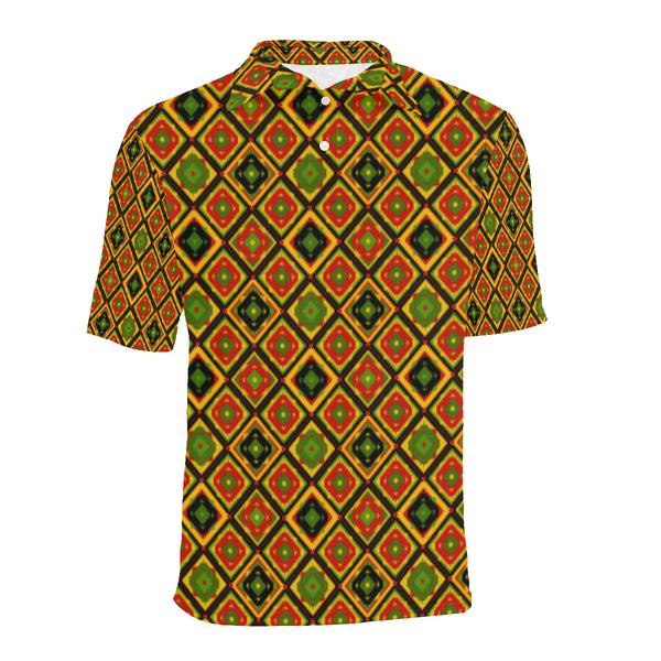 Rasta Reggae Color Pattern Men Polo Shirt - JTAMIGO