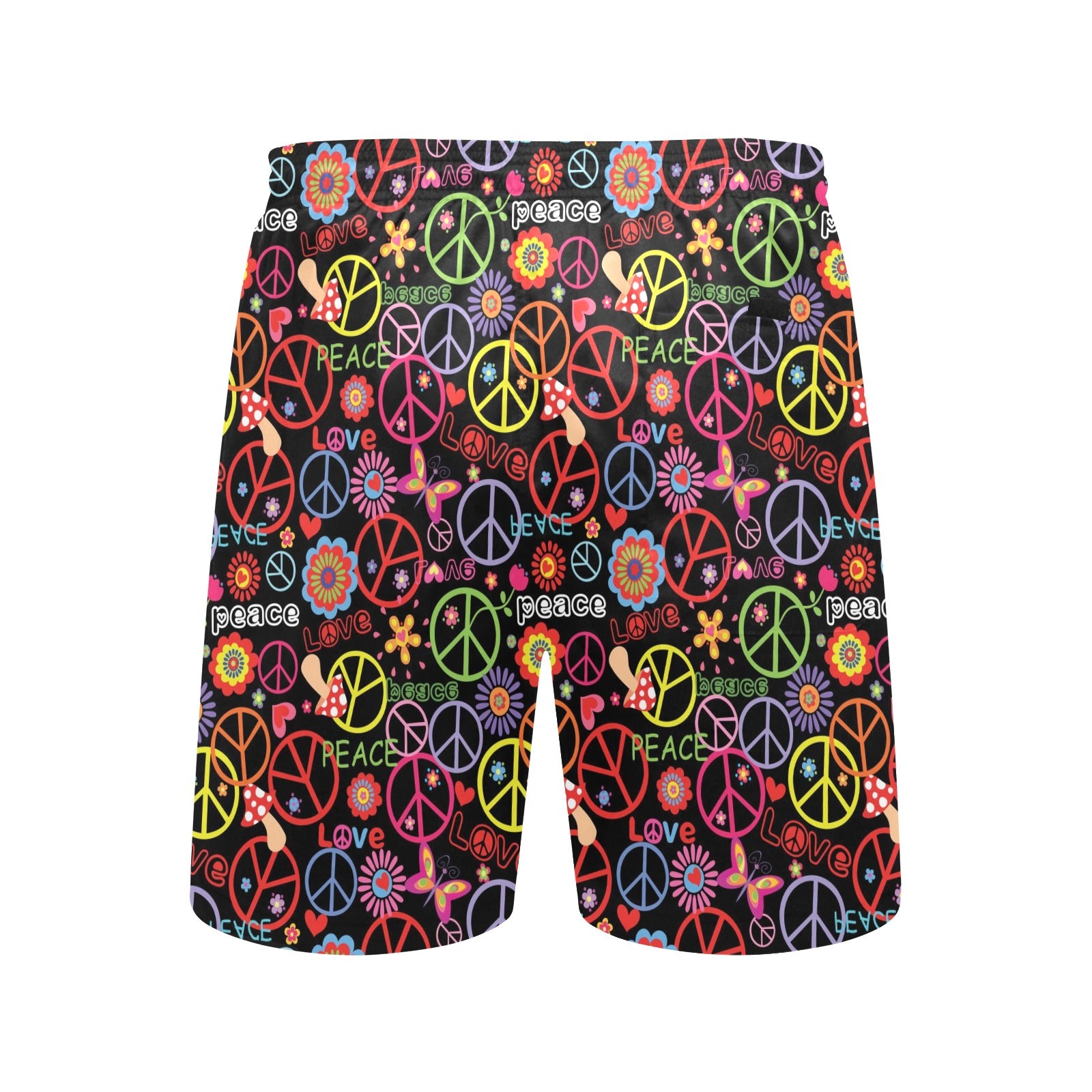 Peace Sign Colorful Design Print Men's Swim Trunks Beach Shorts - JTAMIGO