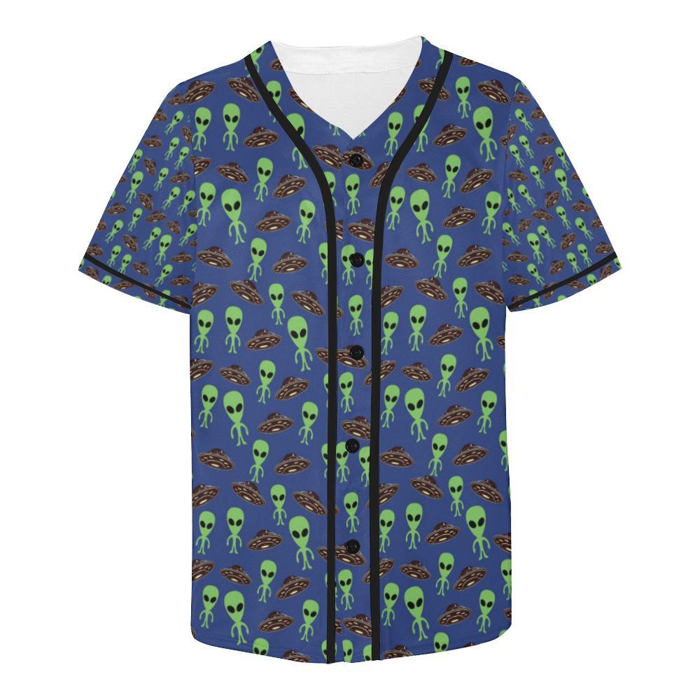 Alien Green UFO Pattern Baseball Jersey - JTAMIGO