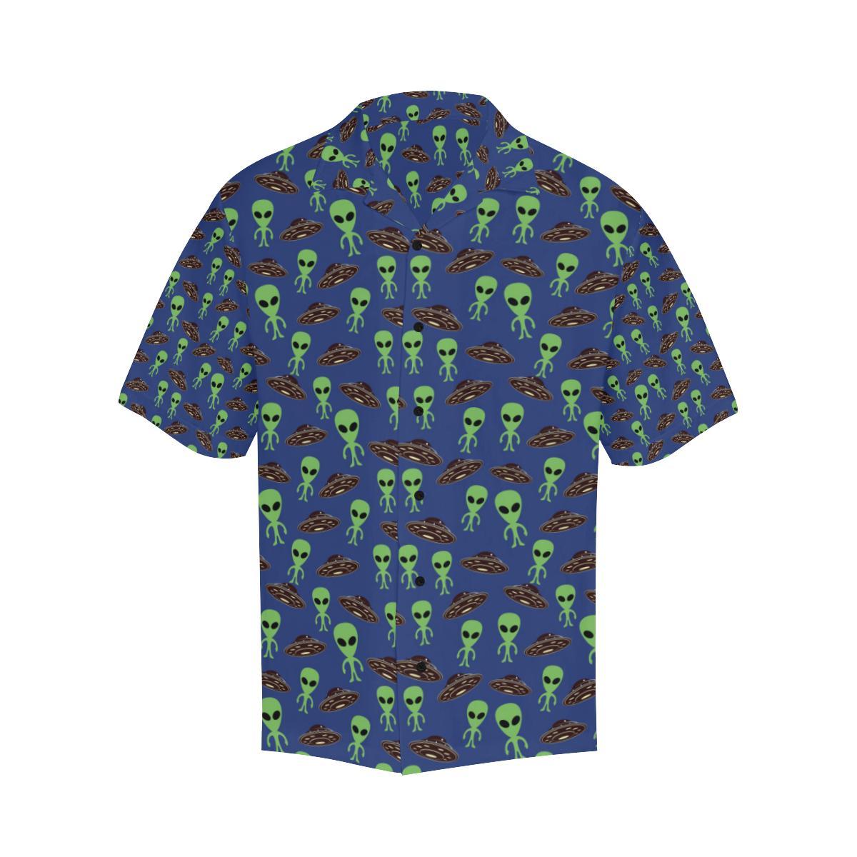 Alien Green UFO Pattern Men's Hawaiian Shirt - JTAMIGO