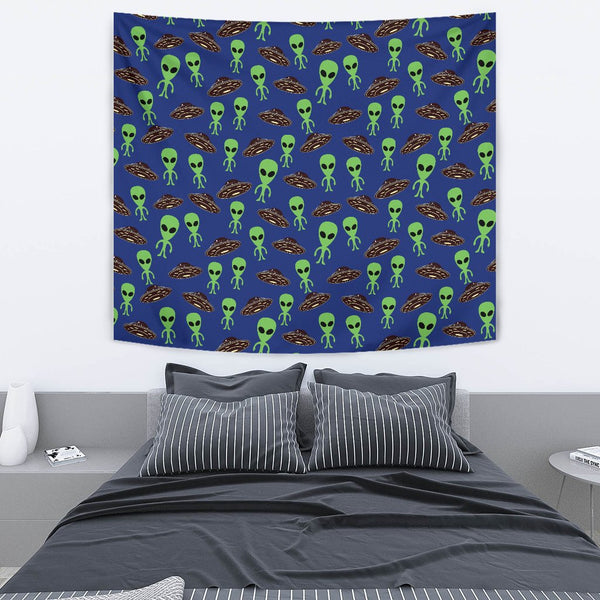 Alien Green UFO Pattern Tapestry - JTAMIGO
