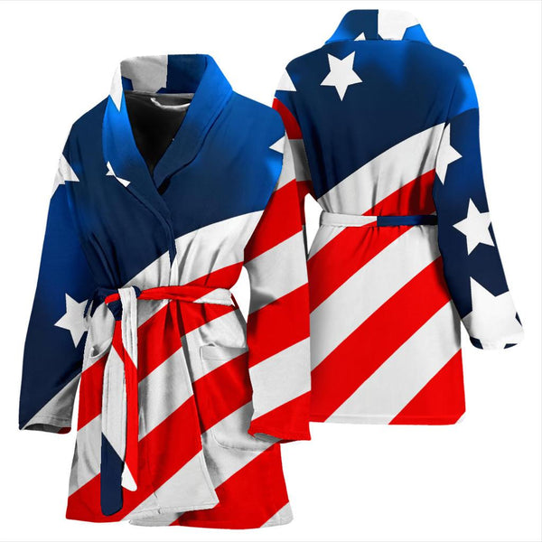 American flag Style Women Bathrobe - JTAMIGO
