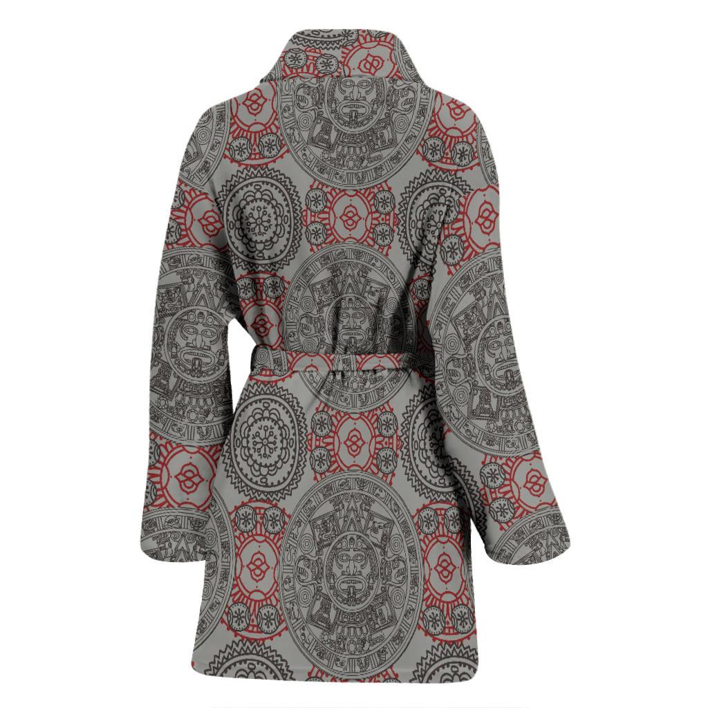 Calendar Aztec Style Print Pattern Women Bathrobe - JTAMIGO