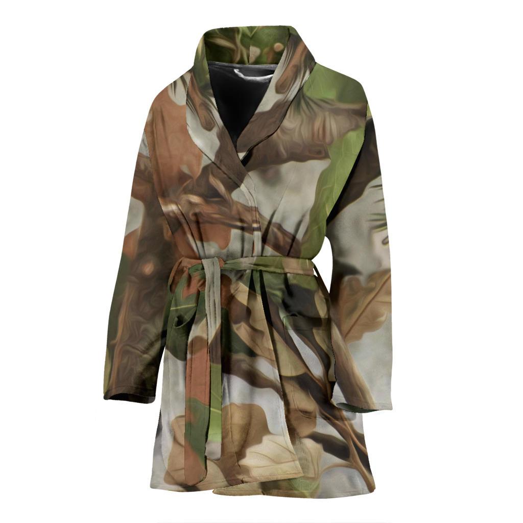 Camo Realistic Tree Forest Print Women Bathrobe - JTAMIGO