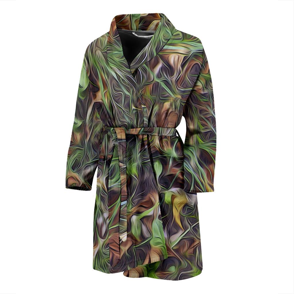 Camouflage Realistic Tree Print Men Bathrobe - JTAMIGO