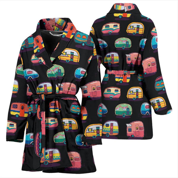 Camper Camping Pattern Women Bathrobe - JTAMIGO