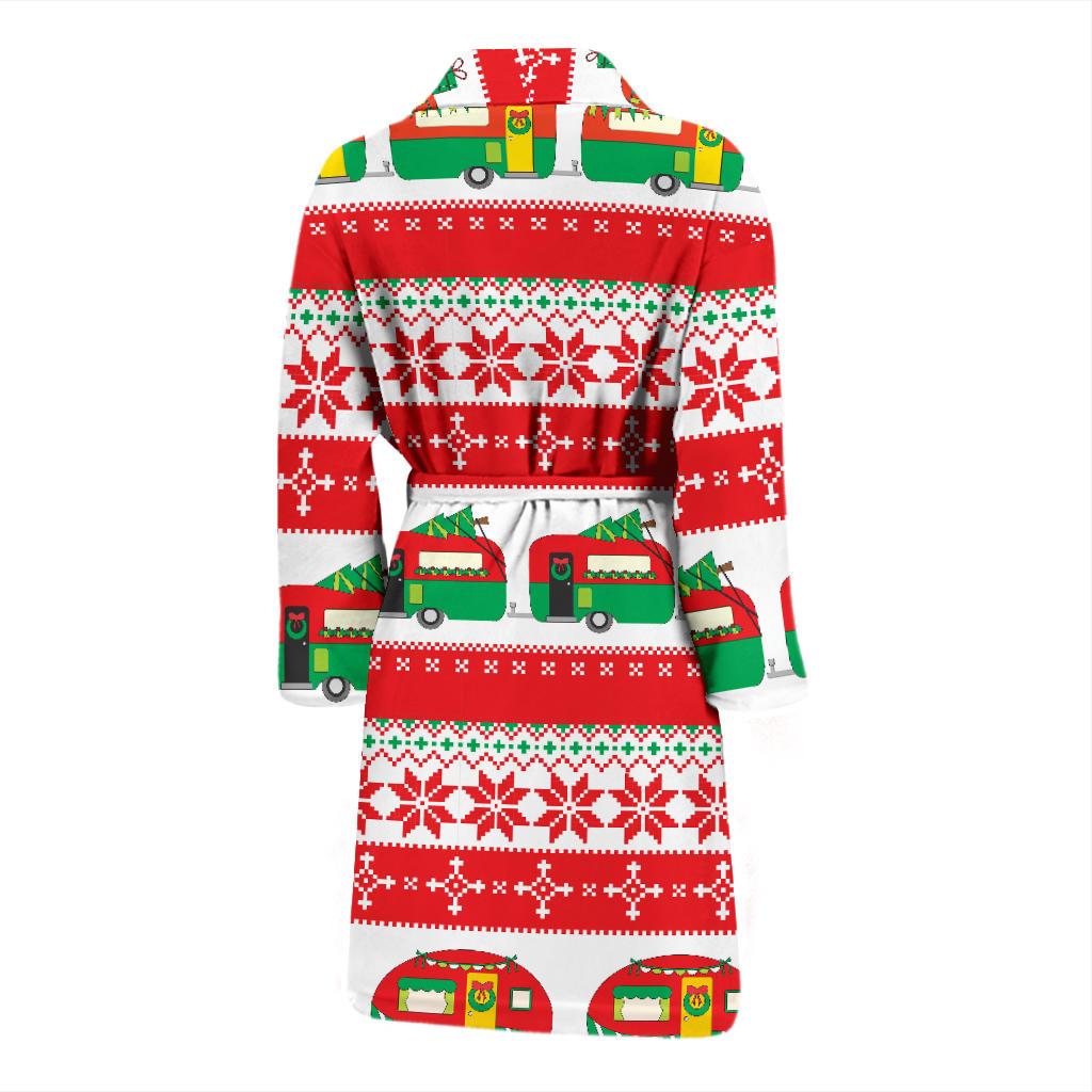Camper Camping Ugly Christmas Design Print Men Bathrobe - JTAMIGO