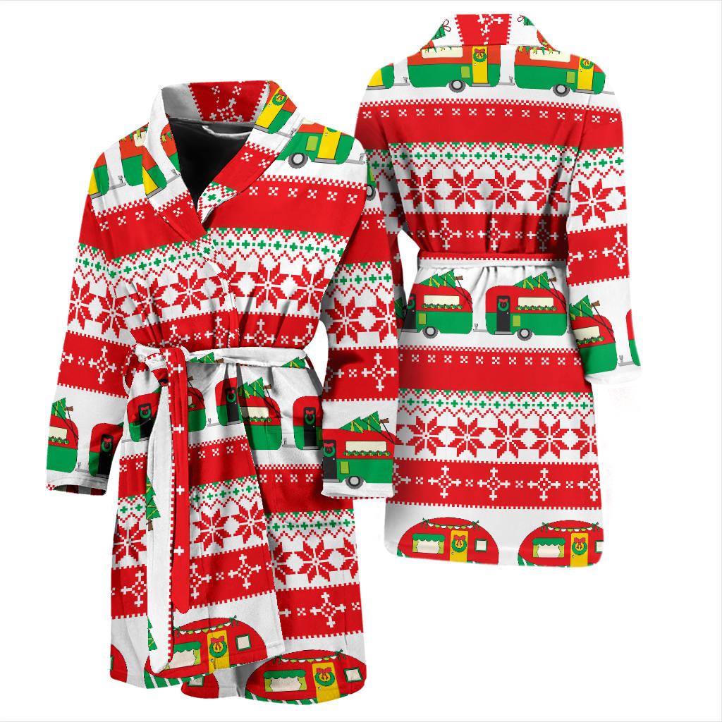 Camper Camping Ugly Christmas Design Print Men Bathrobe - JTAMIGO