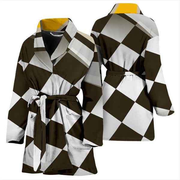 Checkered Flag Racing Style Women Bathrobe - JTAMIGO
