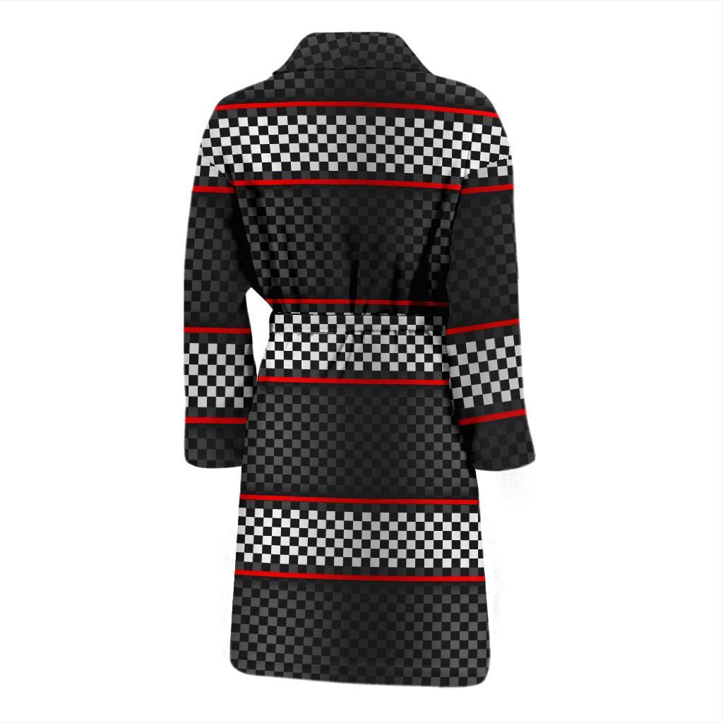 Checkered Flag Red Line Style Men Bathrobe - JTAMIGO