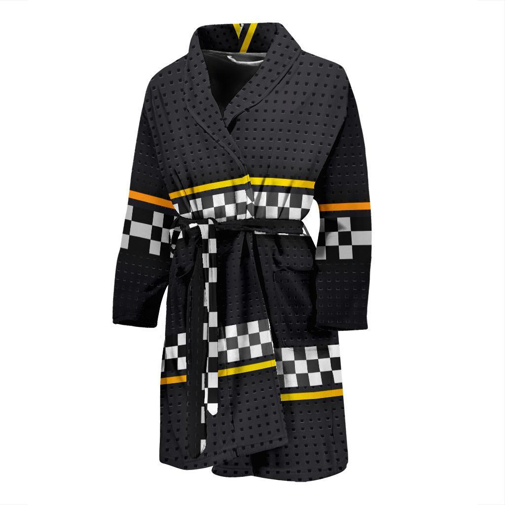 Checkered Flag Yellow Line Style Men Bathrobe – JTAMIGO