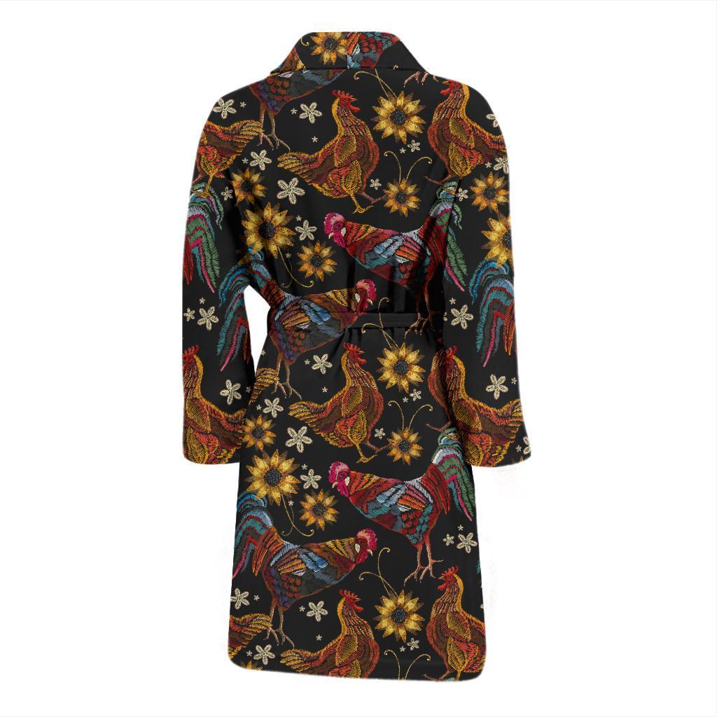 Chicken Embroidery Style Men Bathrobe - JTAMIGO