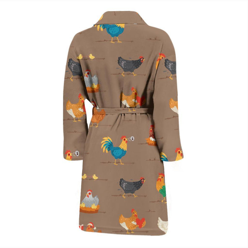 Chicken Happy Print Pattern Men Bathrobe - JTAMIGO