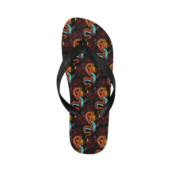 Chinese Dragons and Peonies Design Flip Flops - JTAMIGO