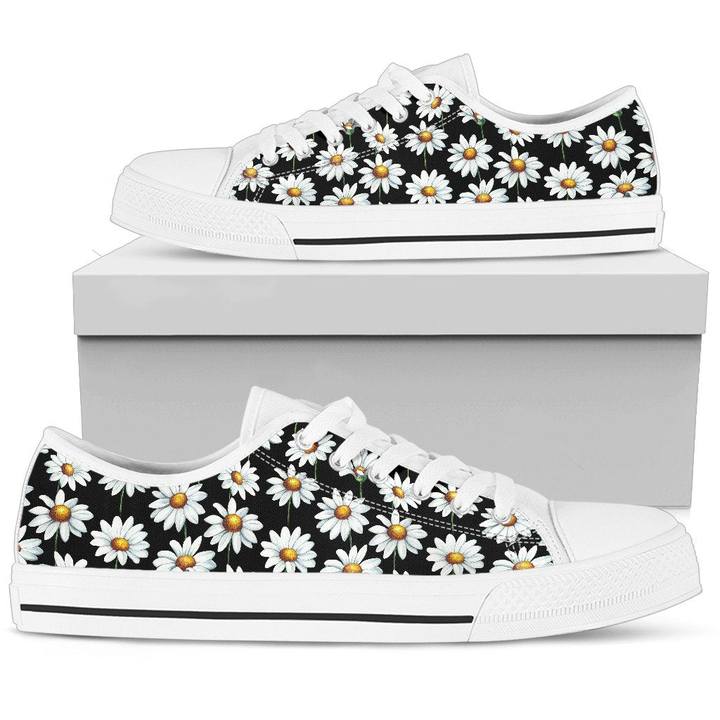 Daisy Print Pattern Women Low Top Shoes - JTAMIGO