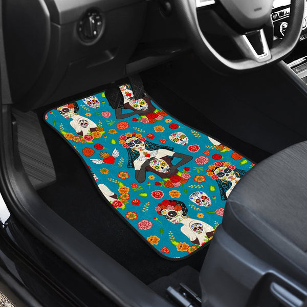 Day of the Dead Old School Girl Design Car Floor Mats - JTAMIGO