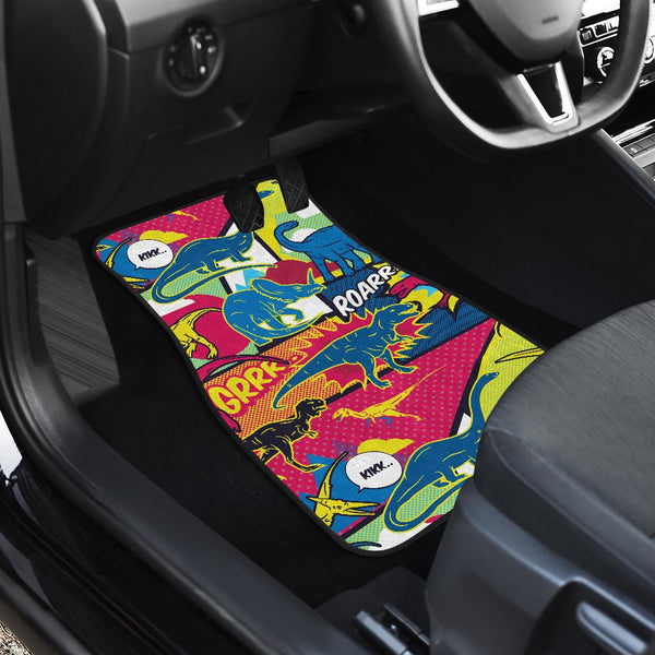 Dinosaur Comic Pop Art Style Car Floor Mats - JTAMIGO