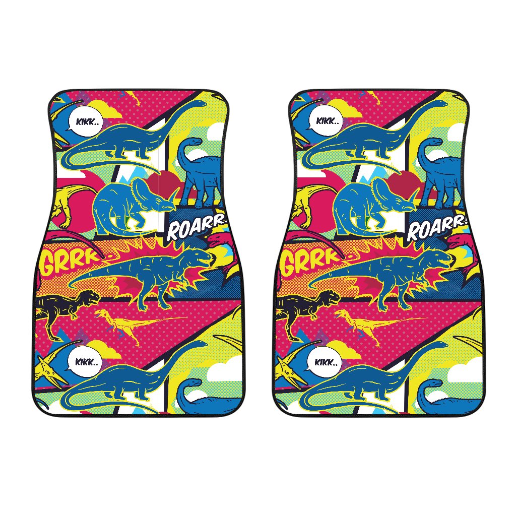 Dinosaur Comic Pop Art Style Car Floor Mats - JTAMIGO