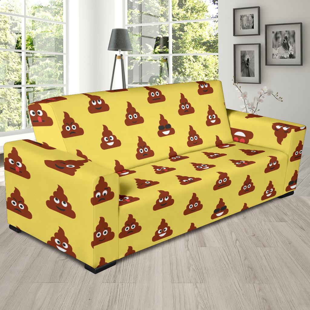 Emoji Poop Print Pattern Sofa Slipcover - JTAMIGO