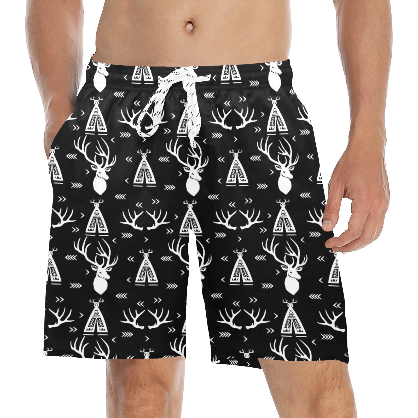 Deer Native Indian Print Pattern Men's Swim Trunks Beach Shorts – JTAMIGO