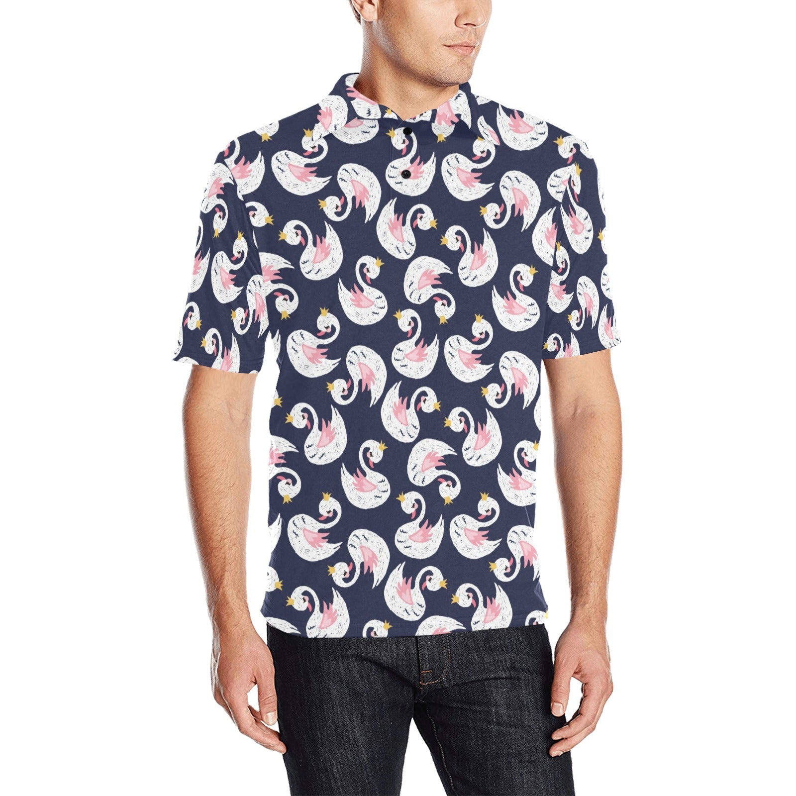 Swan Print Design LKS403 Men Polo Shirt – JTAMIGO