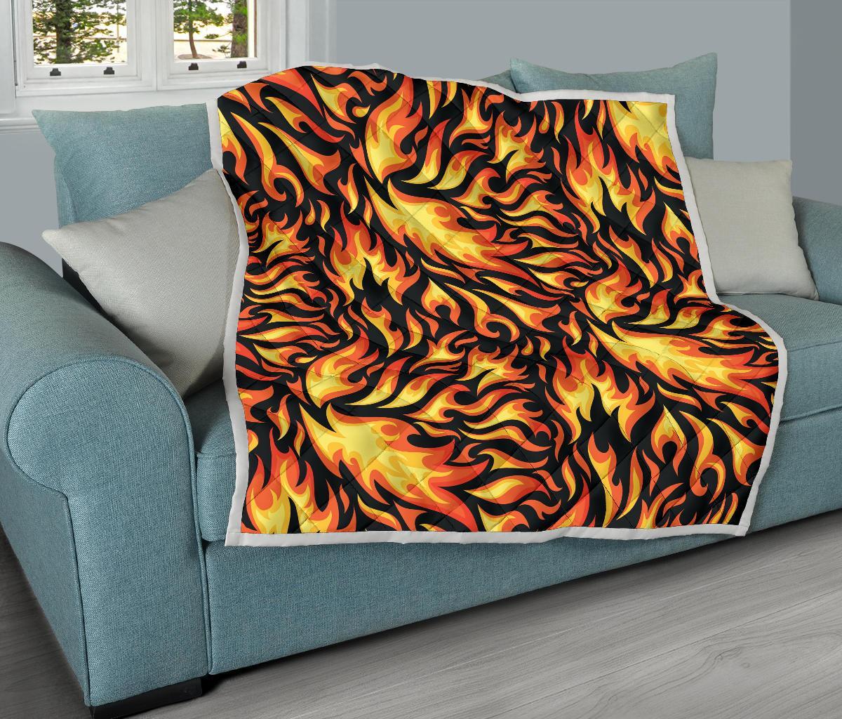 Flame Fire Design Pattern Quilt Bedspread - JTAMIGO