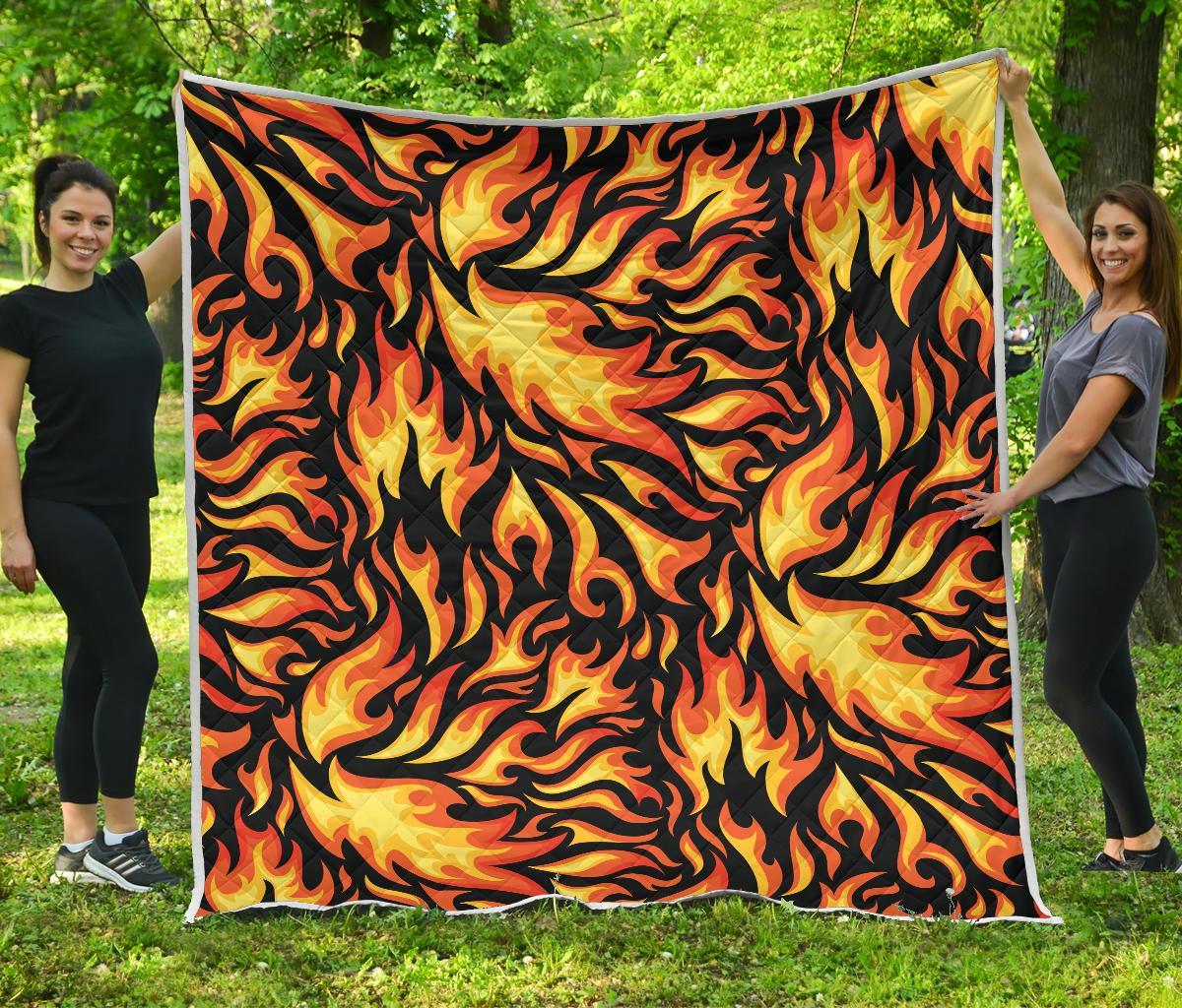 Flame Fire Design Pattern Quilt Bedspread - JTAMIGO