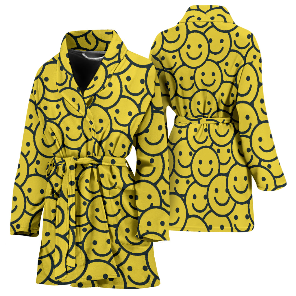 Smiley Face Emoji Print Design LKS302 Women Bathrobe - JTAMIGO