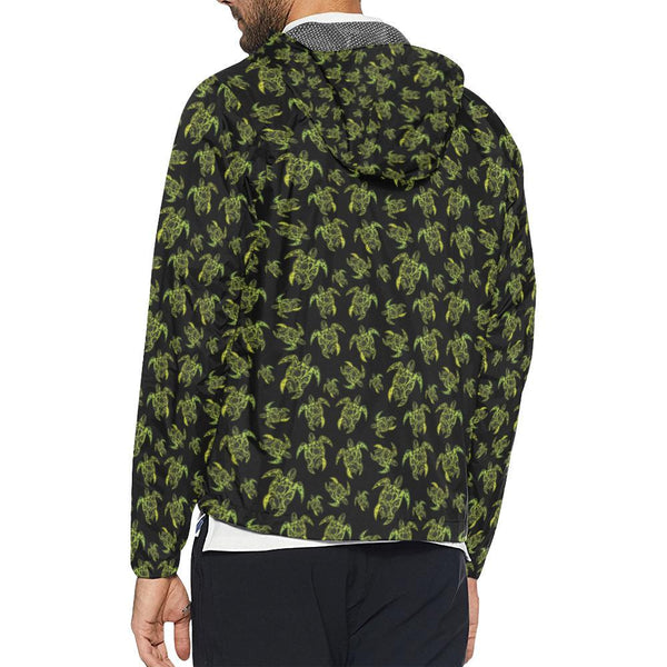 Green Tribal Turtle Polynesian Themed Unisex Windbreaker Jacket - JTAMIGO