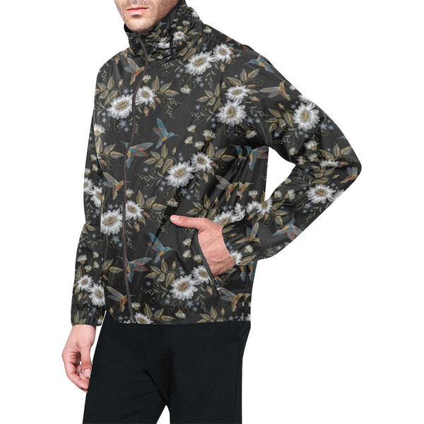 Hummingbird with Embroidery Themed Print Unisex Windbreaker Jacket ...