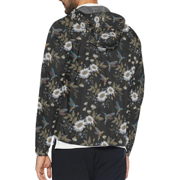 Hummingbird with Embroidery Themed Print Unisex Windbreaker Jacket ...