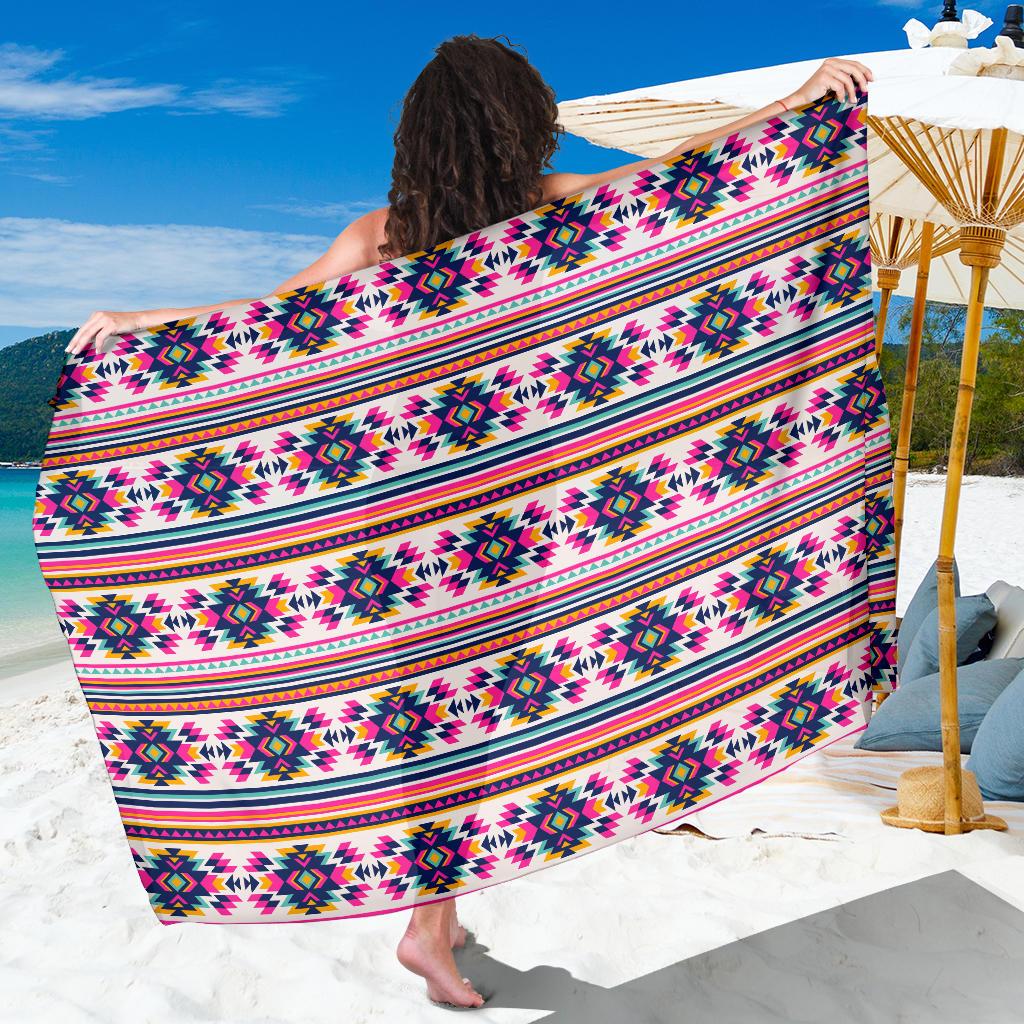 Indian Navajo Neon Themed Design Print Sarong Pareo Wrap - JTAMIGO