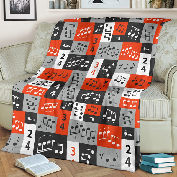 Music Note Design Themed Print Blanket - JTAMIGO