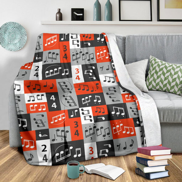 Music Note Design Themed Print Blanket - JTAMIGO
