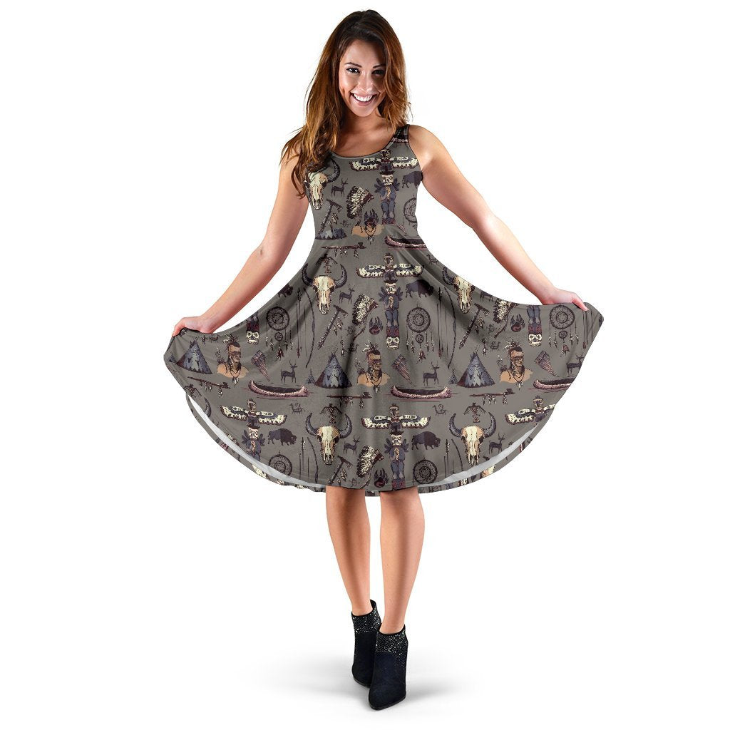 Native Indian Life Design Print Sleeveless Dress – JTAMIGO